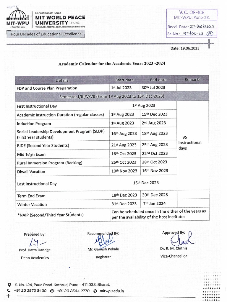 Academic Calendar 2023-24 | PDF