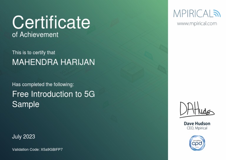 Free Introduction To 5G Sample - Certificate | PDF