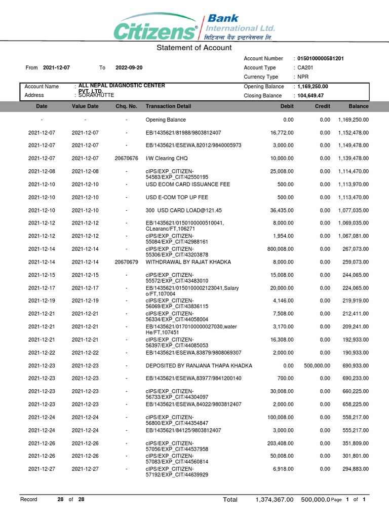 12-7-21 To 9-20-22 | PDF | Debits And Credits | Banking