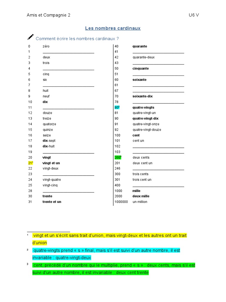 6.1 Les Nombres Cardinaux | PDF