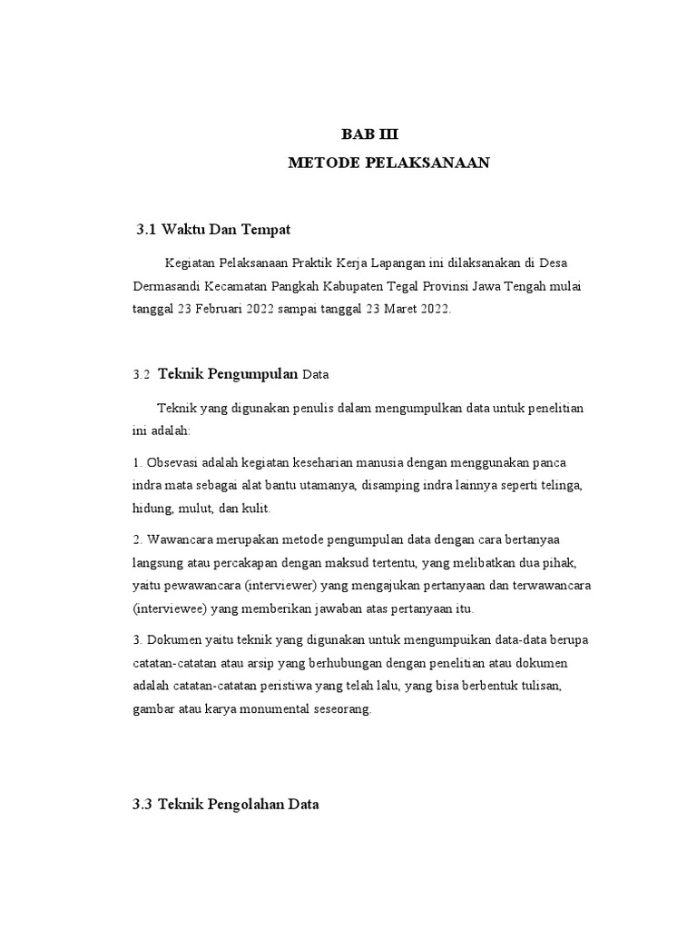 Laporan PKL Bab 3 | PDF