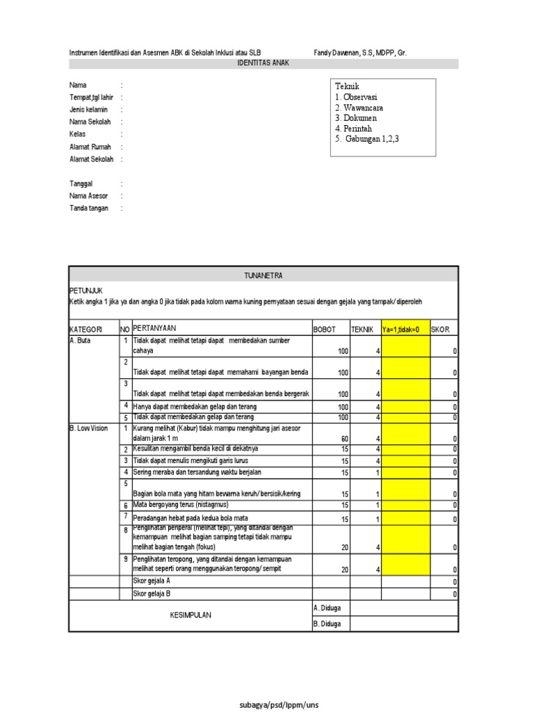 Instrumen Asesmen SLB | PDF