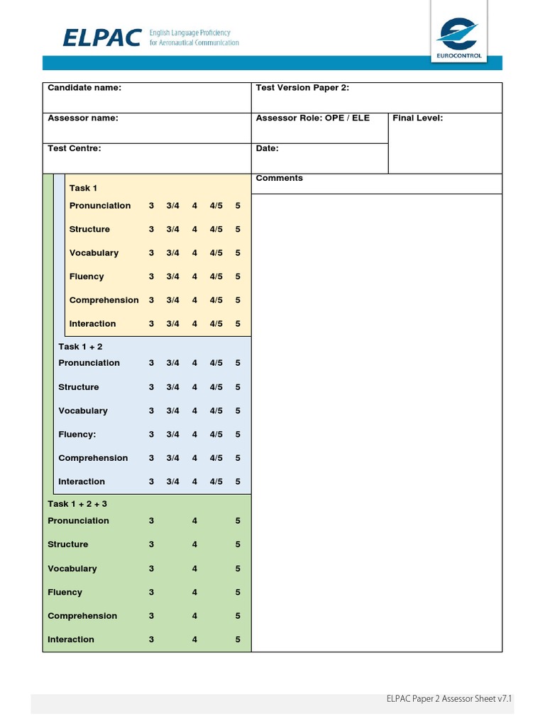 ELPAC Paper 2 Assessor Sheet v7.1 | PDF | Second Language Acquisition ...