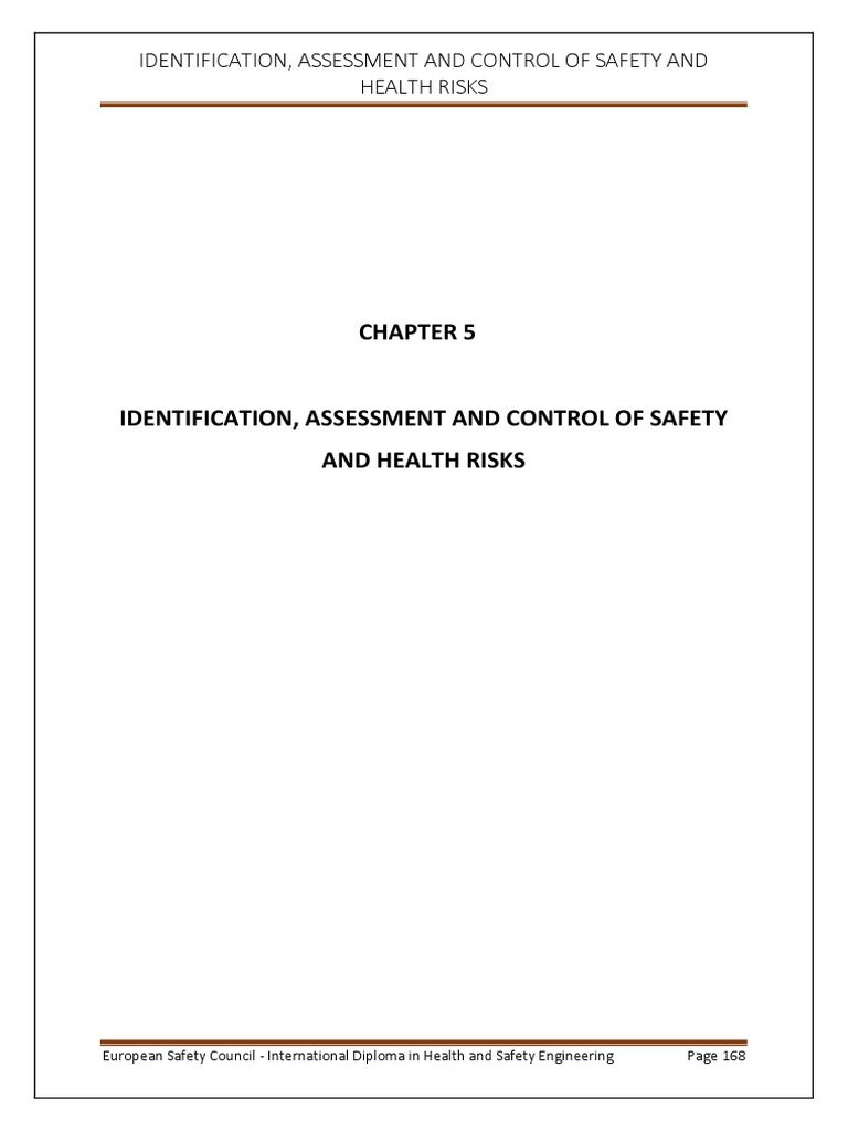 Chapter 5 - Control of Safety and Health Risks | PDF Chapter 5 - Control of Safety and Health Risks | PDF