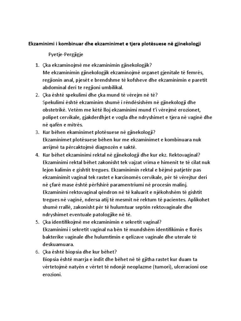 Ekzaminimi I Kombinuar Dhe Ekzaminimet e Tjera Plotësuese Në ...