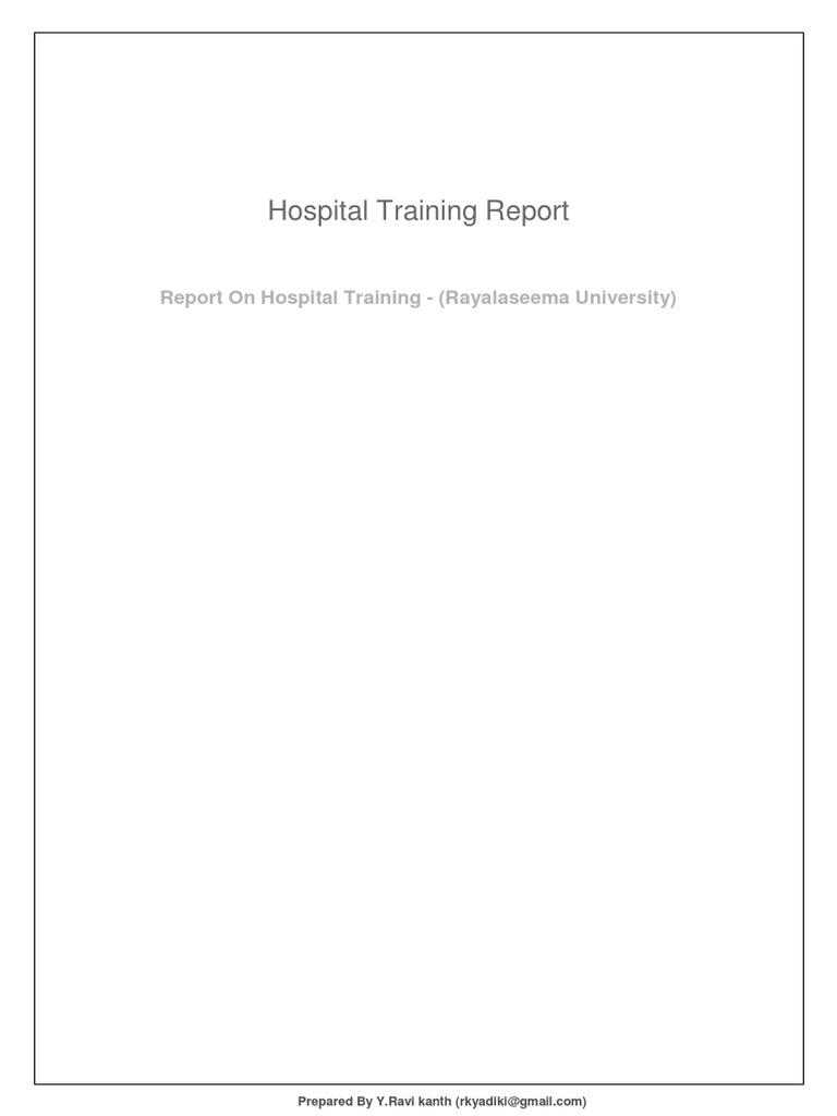Hospital Internship Report | PDF | Injection (Medicine) | First Aid
