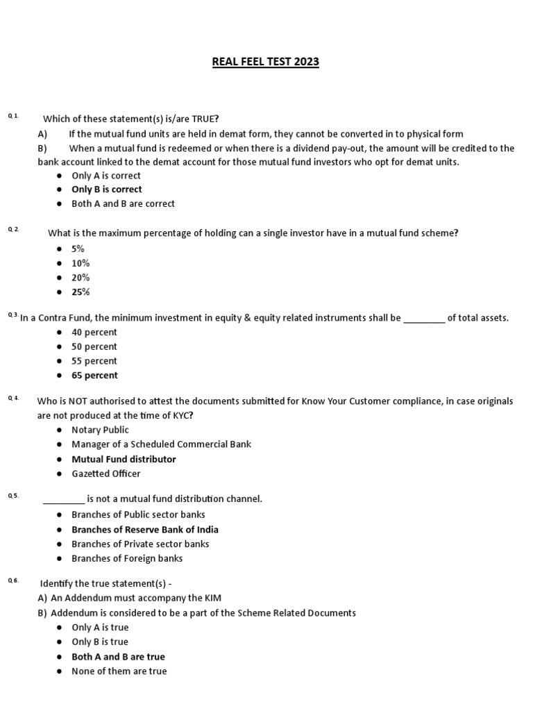 Real Feel Test 2023 | PDF