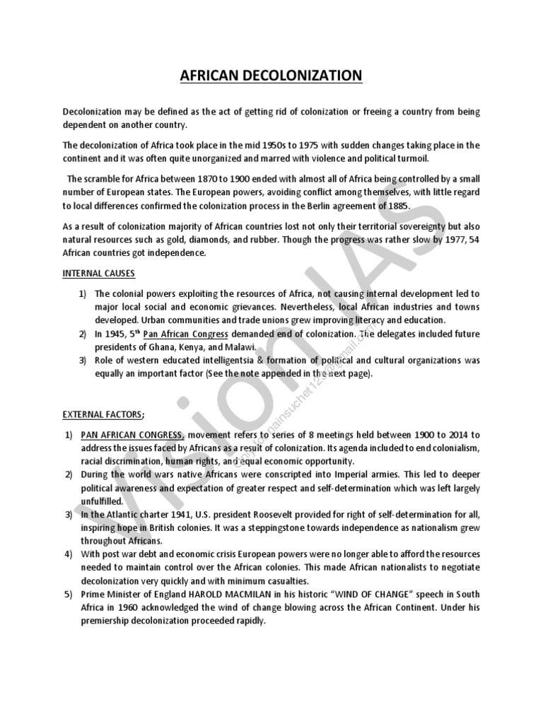 African Decolonisation World - History - Class | PDF | Zimbabwe ...