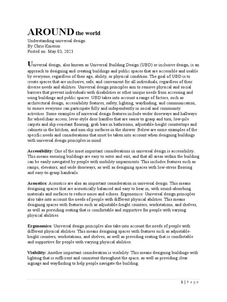 AROUND The world-UNDERSTANDING UNIVERSAL DESIGN | PDF | Accessibility | Design