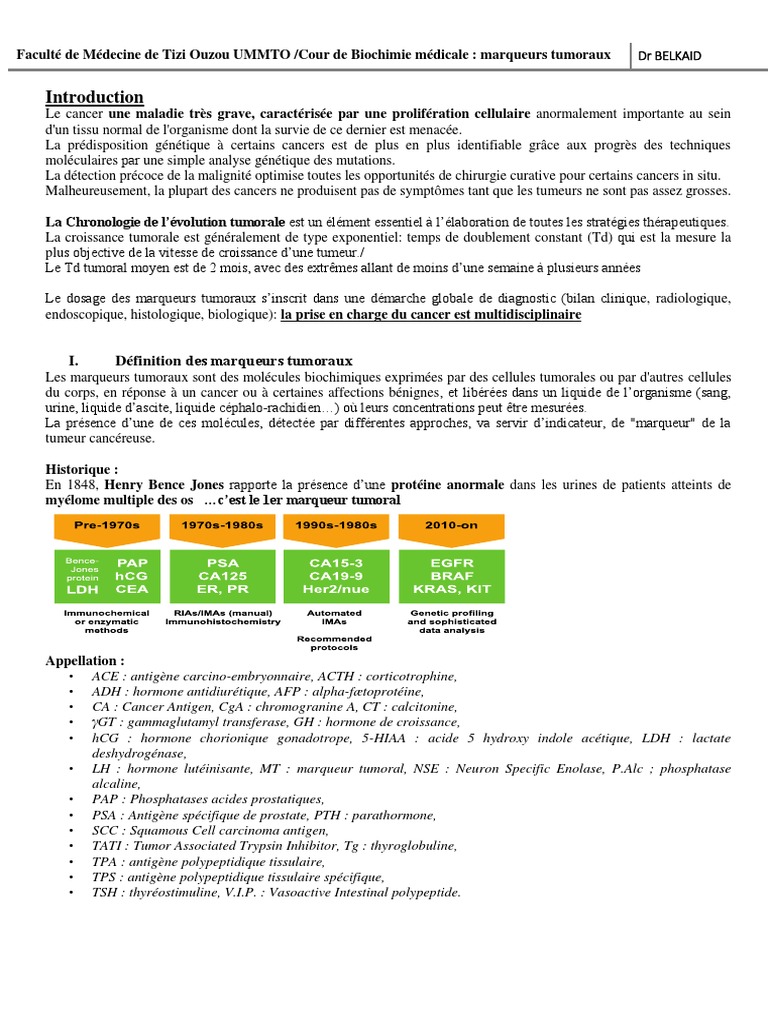 Marqueurs Tumoraux en Biochimie Médicale | PDF | Bien-être | Sciences ...