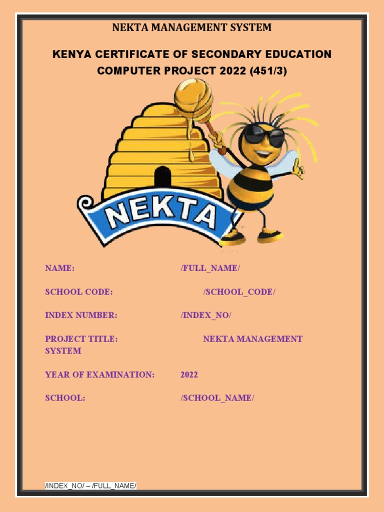 KCSE 2022 - Nekta Management System | PDF | Microsoft Access | Databases