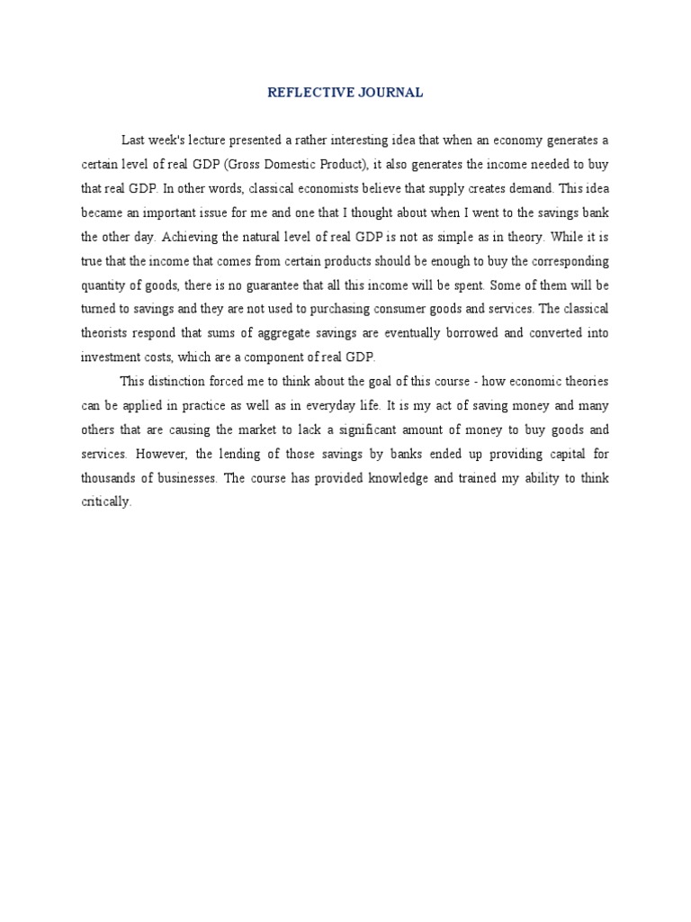 ECON1588 s3918157 Reflective Journal | PDF