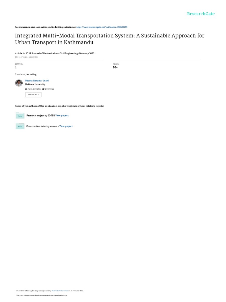 Integrated Multi-Modal Transportation System: A Sustainable Approach ...