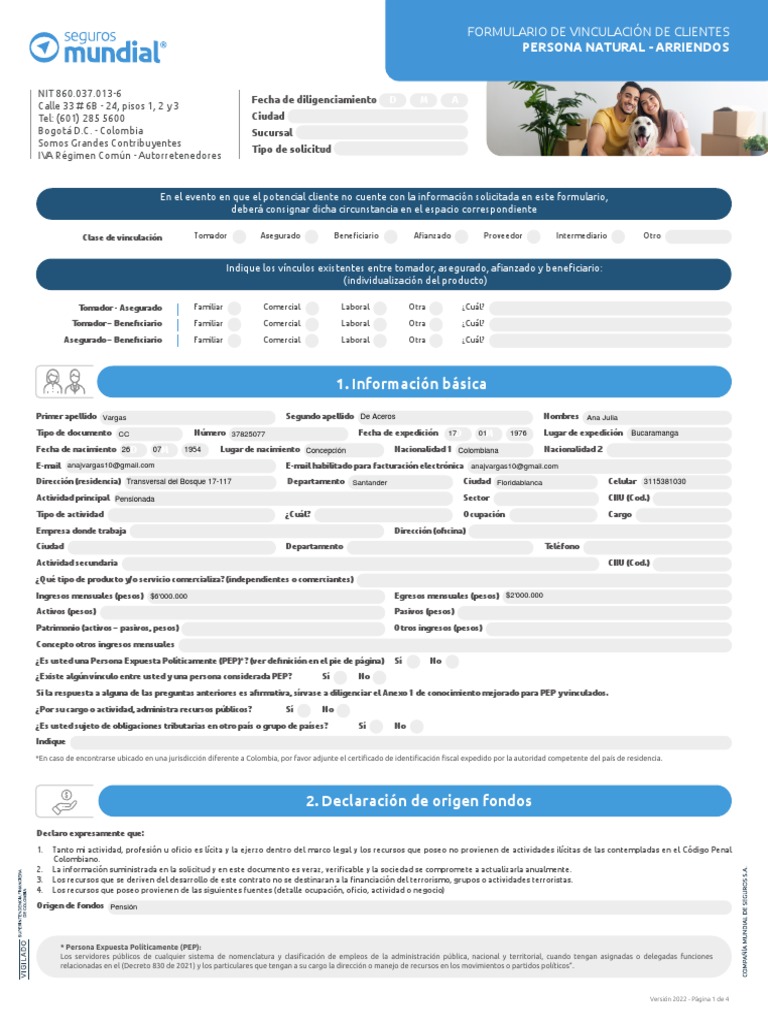 Formulario Completo | PDF | Seguro | Póliza de seguros