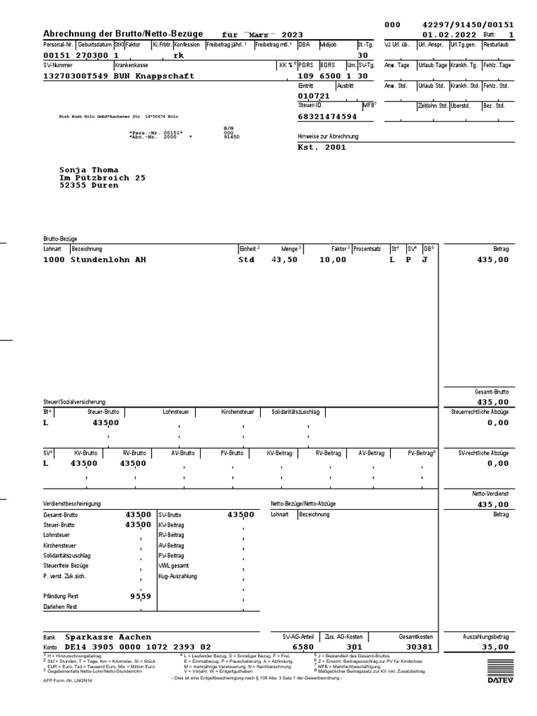 Sonja Thoma Lohnabrechnung Jan 2022-1 | PDF