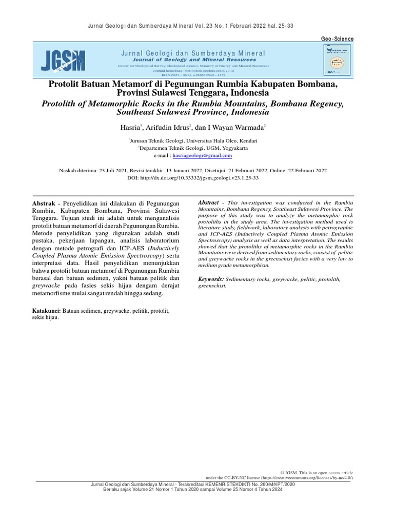 Protolith Batuan Metamorf Rumbia | PDF