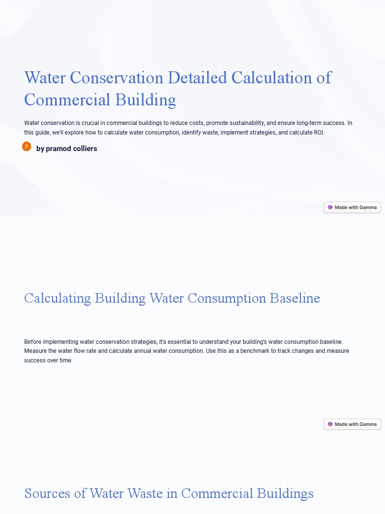Water Conservation Detailed Calculation of Commercial Building | PDF ...