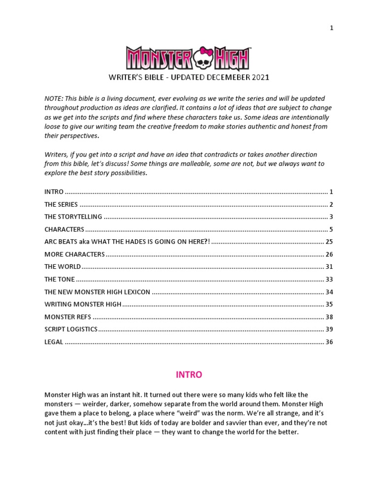 Monster High ShowBible Updated 2021-12-14 | PDF | Seven Deadly Sins ...