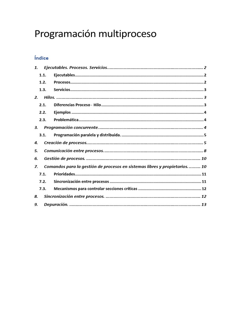 PSP01 - U1. - Programación Multiproceso. RESUMEN | PDF | Proceso (Computación) | Hilo (Computación)