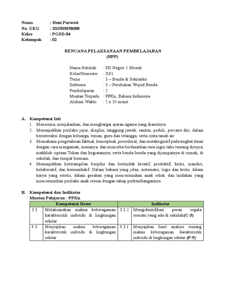 RPP TEMA 3 SUB 3 PEMB 2 PJBL | PDF | Karier & Perkembangan