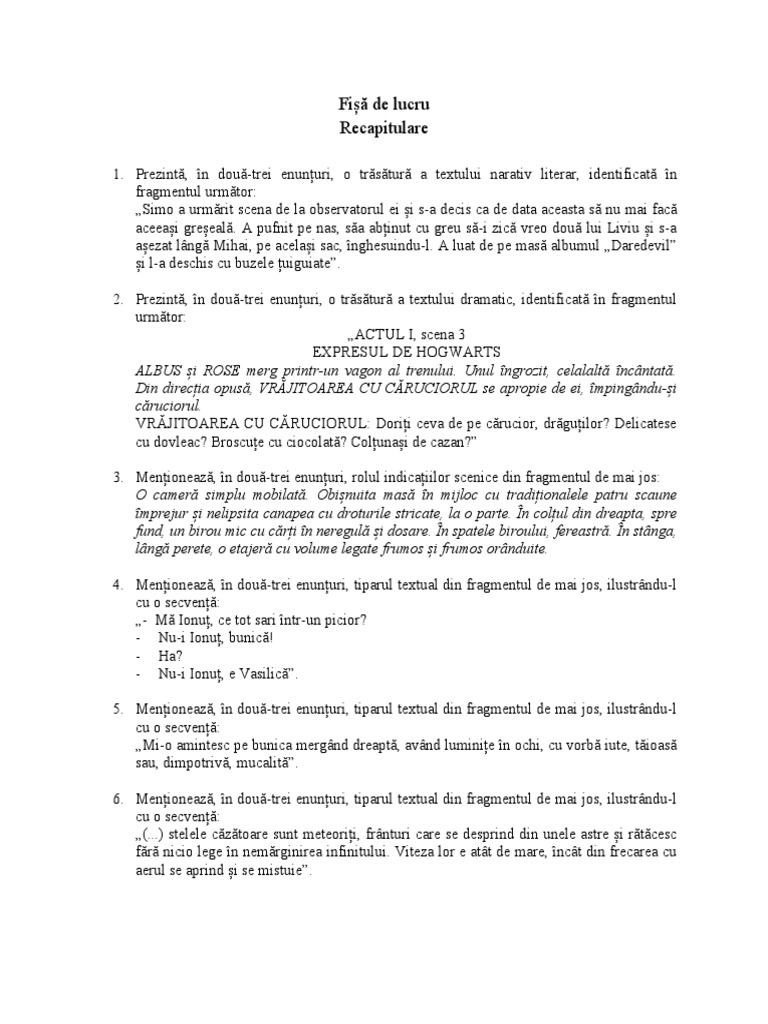 Fișă de Lucru - Rec1 | PDF