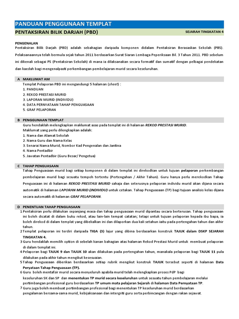 PBD Sejarah Tingkatan 4 | PDF