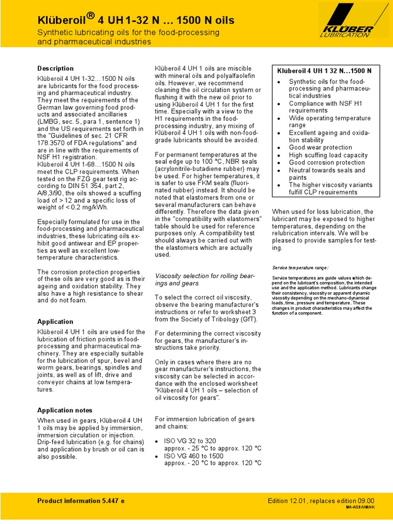 Klueberoil 4UH1-1500N | PDF