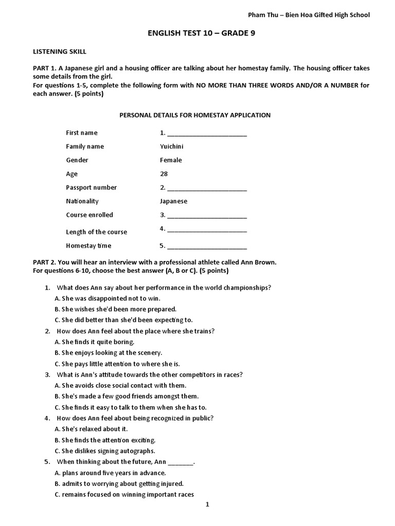 English Test 10 | PDF