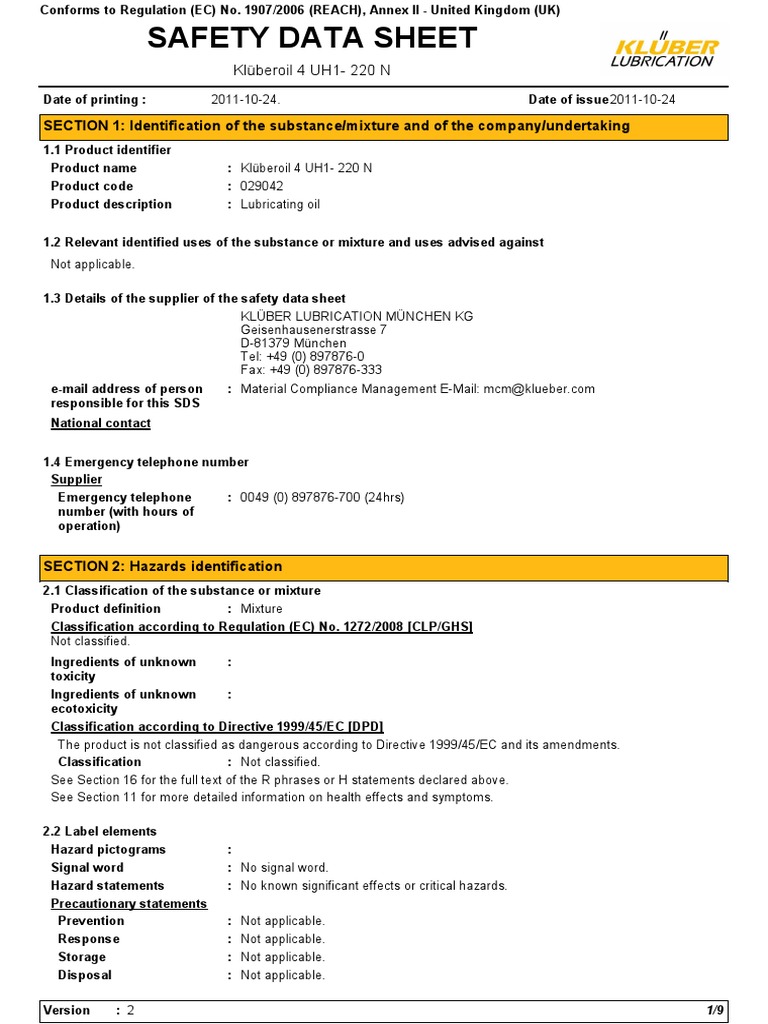 SDS Klueberoil 4 UH1 220 N 029042 GB en | PDF