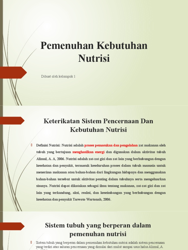 Pemenuhan Kebutuhan Nutrisi | PDF