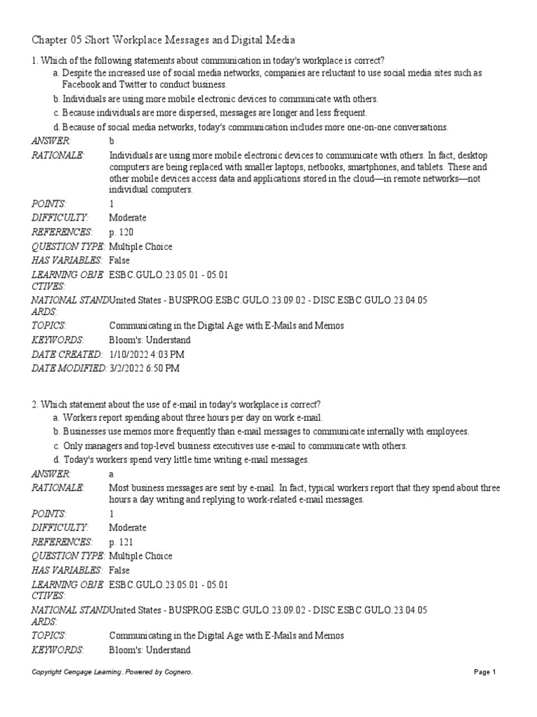 Chapter 05 Short Workplace Messages and Digital Media | PDF | Social ...
