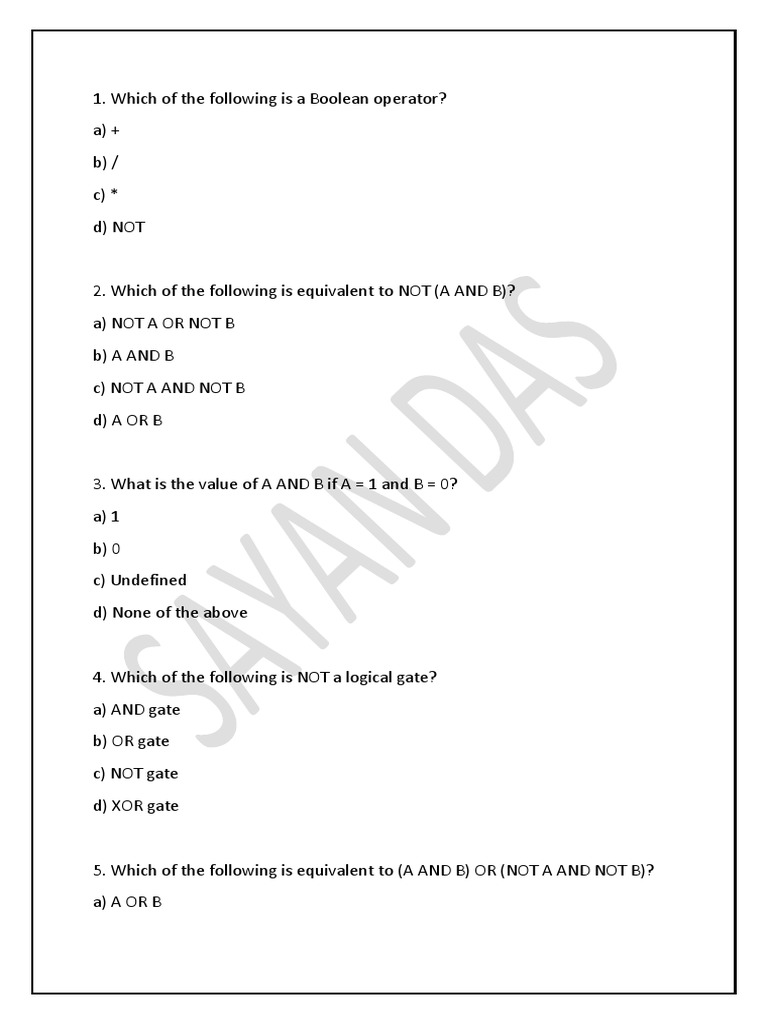 MCQ Logic Gate | PDF