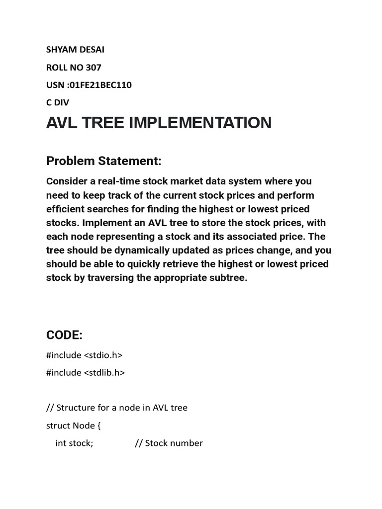 Avl Tree Implementation 307 | Download Free PDF | Software Engineering ...