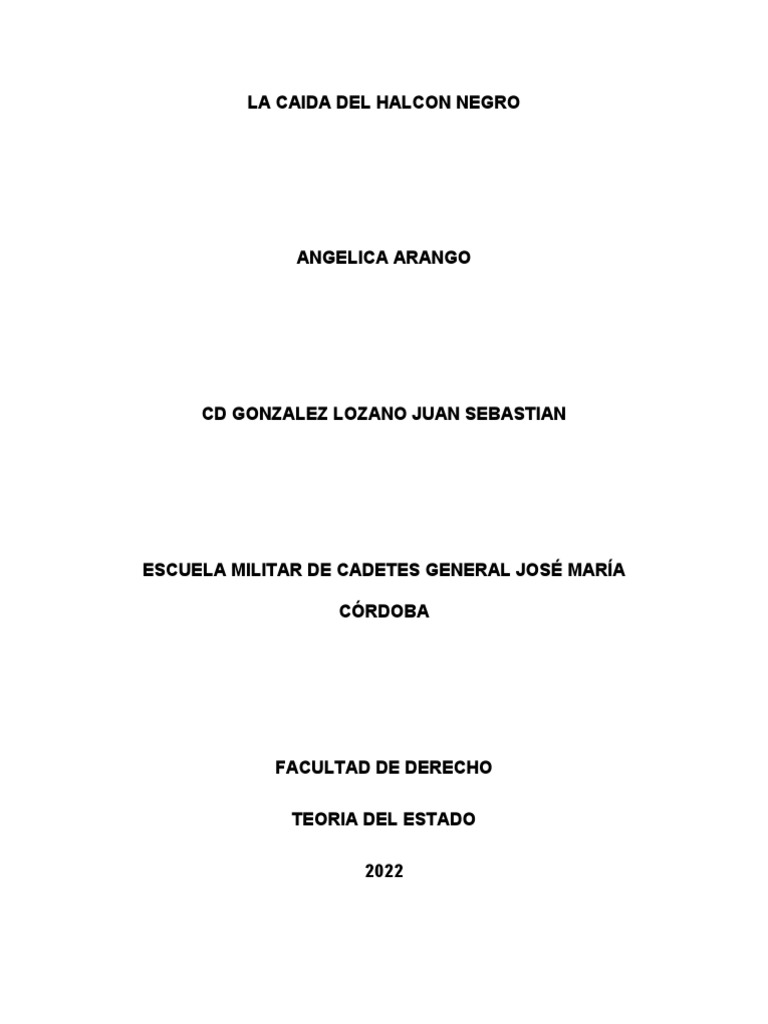 La Caida Del Halcon Negro | PDF