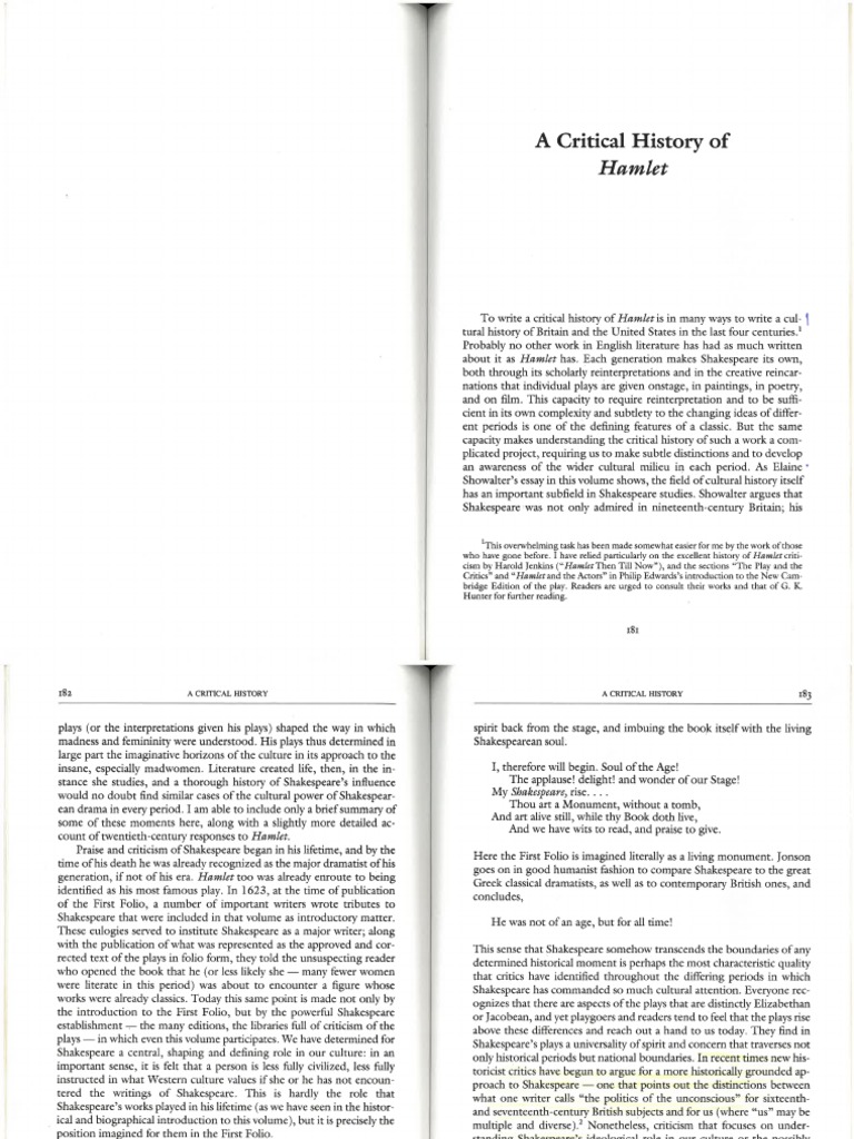 Critical History of Hamlet | PDF