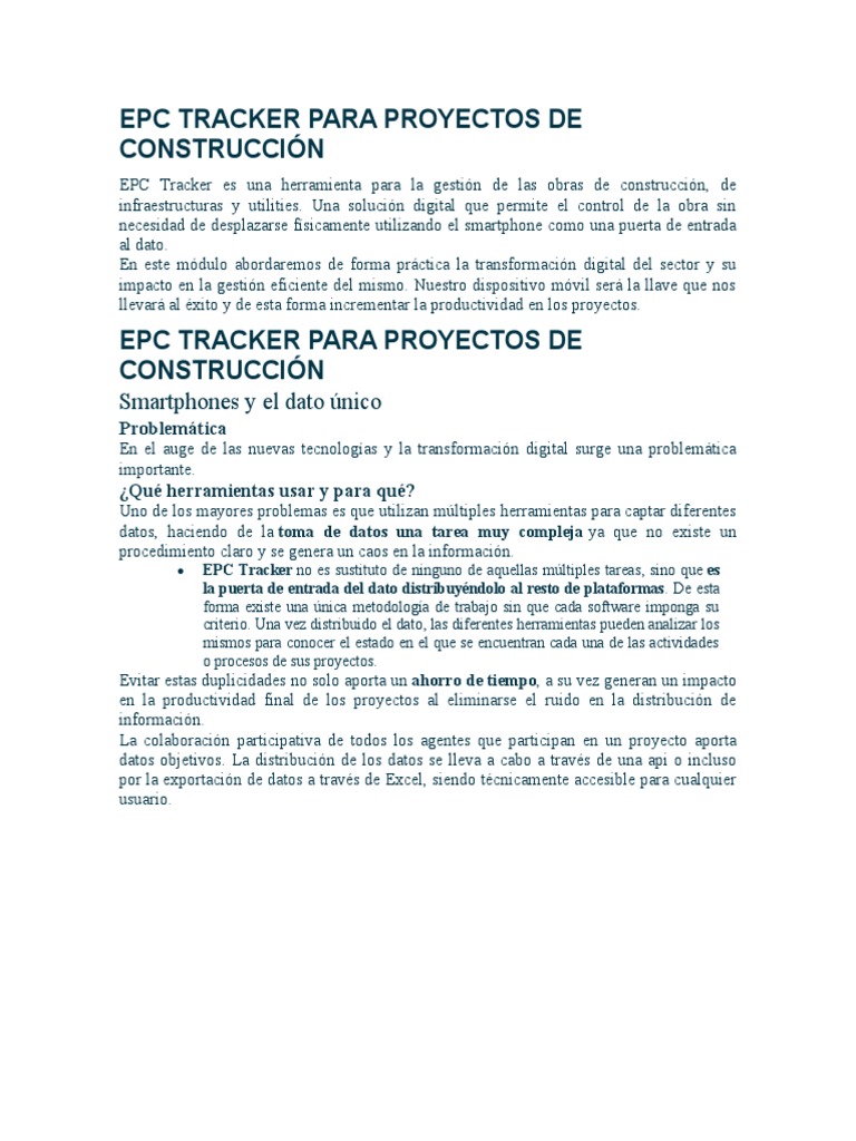 Epc Tracker para Proyectos de Construcción | PDF | Información | Informática