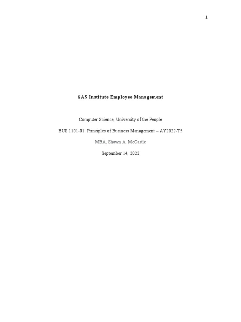 SAS Institute Employee Management | PDF