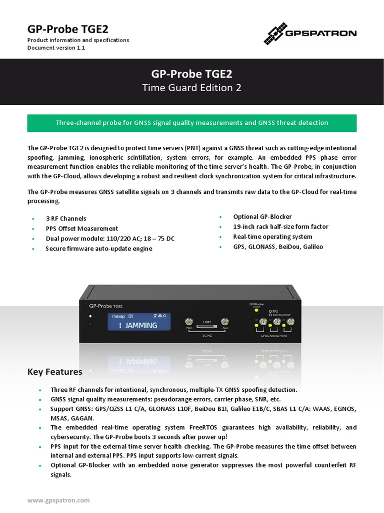 GP Probe TGE2 Datasheet v11 | PDF