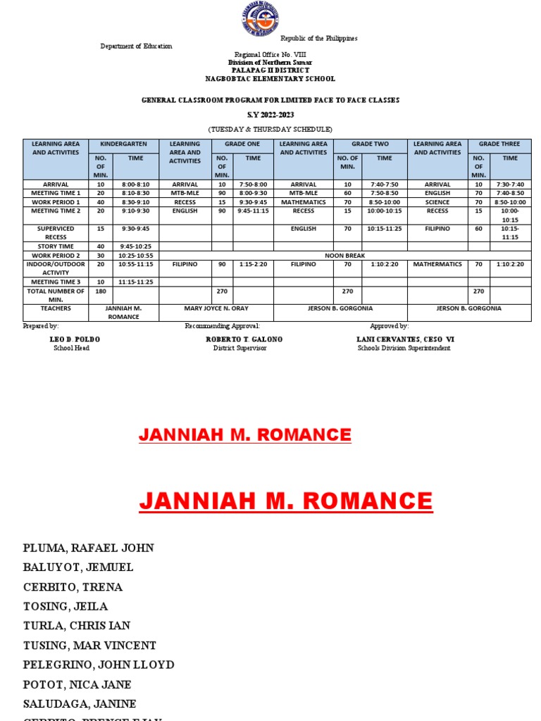 Classroom Program | PDF | Schools | Social Institutions