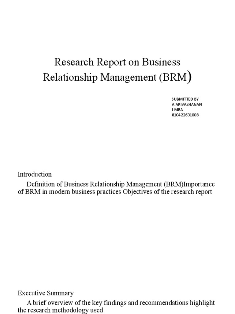 Research Report On Business Relationship Management (BRM | PDF