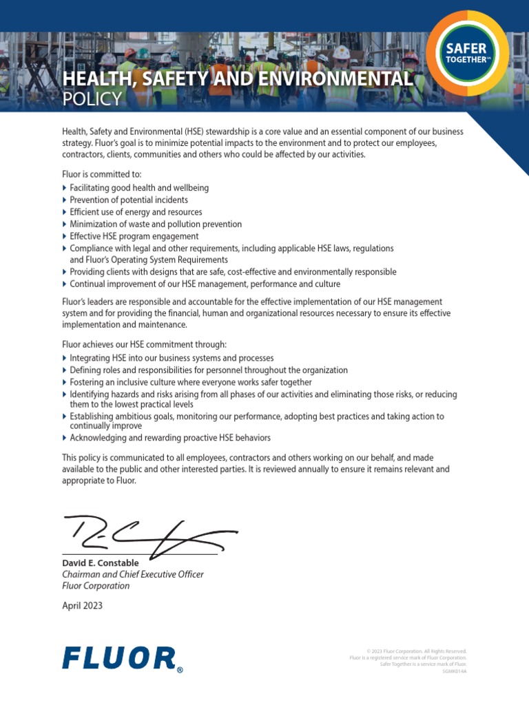 Fluor Hse Policy | Download Free PDF | Employment | Policy