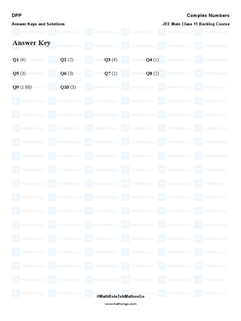 (PDF) Solution DPP 2 - Complex Numbers | PDF