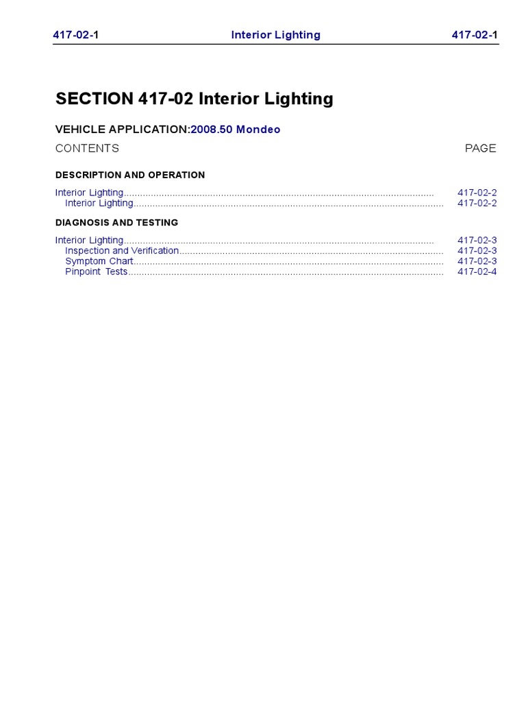 SECTION 417-02 Interior Lighting | PDF | Electrical Resistance And ...