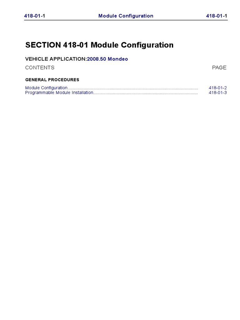 SECTION 418-01 Module Configuration | PDF | Anti Lock Braking System | Computer Program