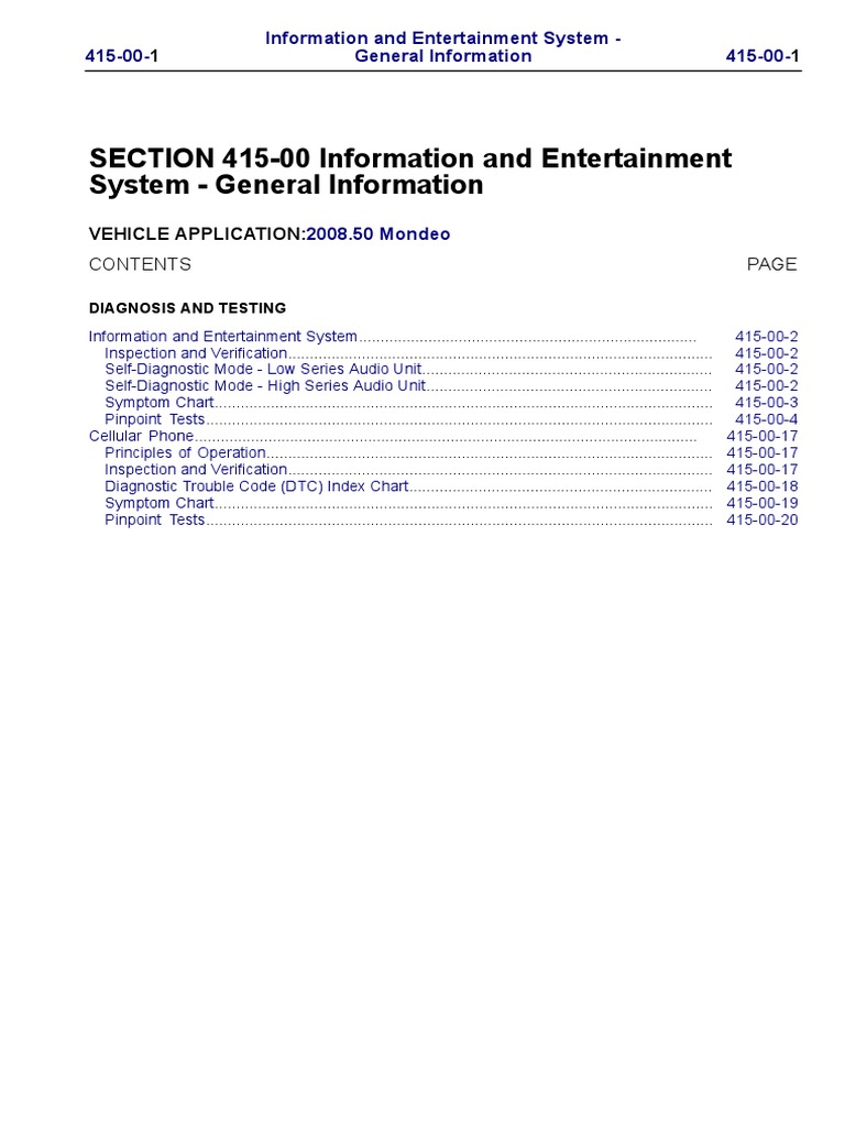 SECTION 415-00 Information and Entertainment System - General ...