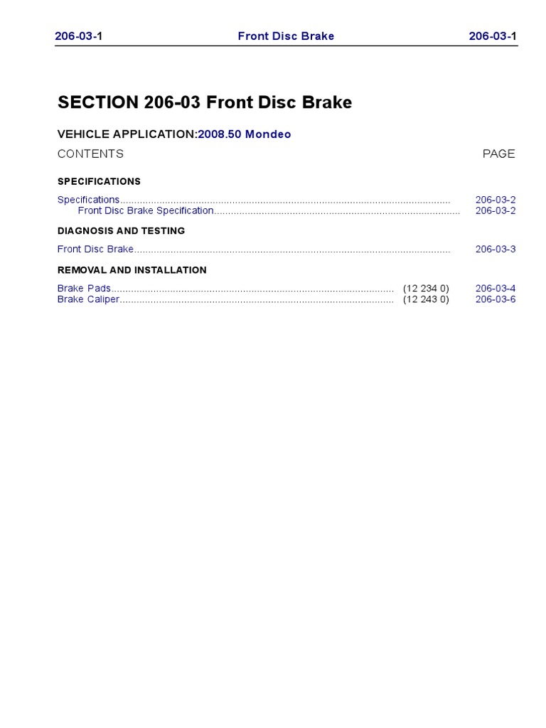 206-03-Front Disc Brake 206-03 | PDF
