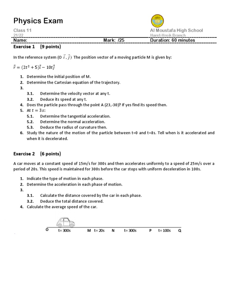 Exam 1 | Download Free PDF | Acceleration | Change