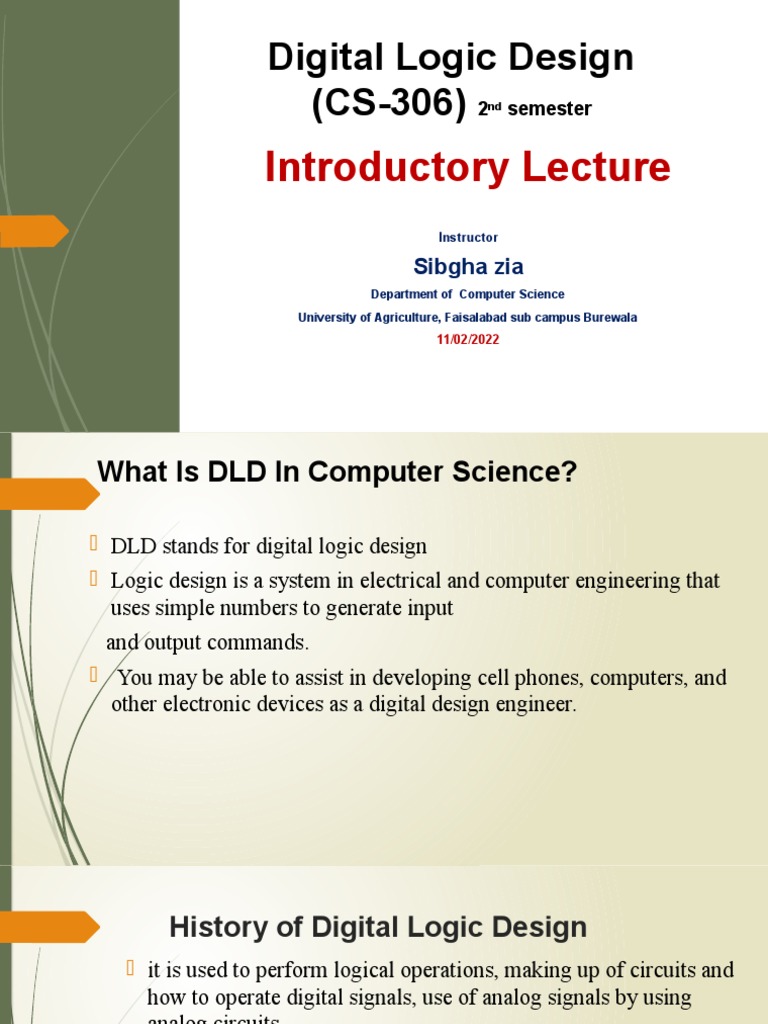 1st Lecture DLD | PDF | Logic Gate | Electronic Circuits