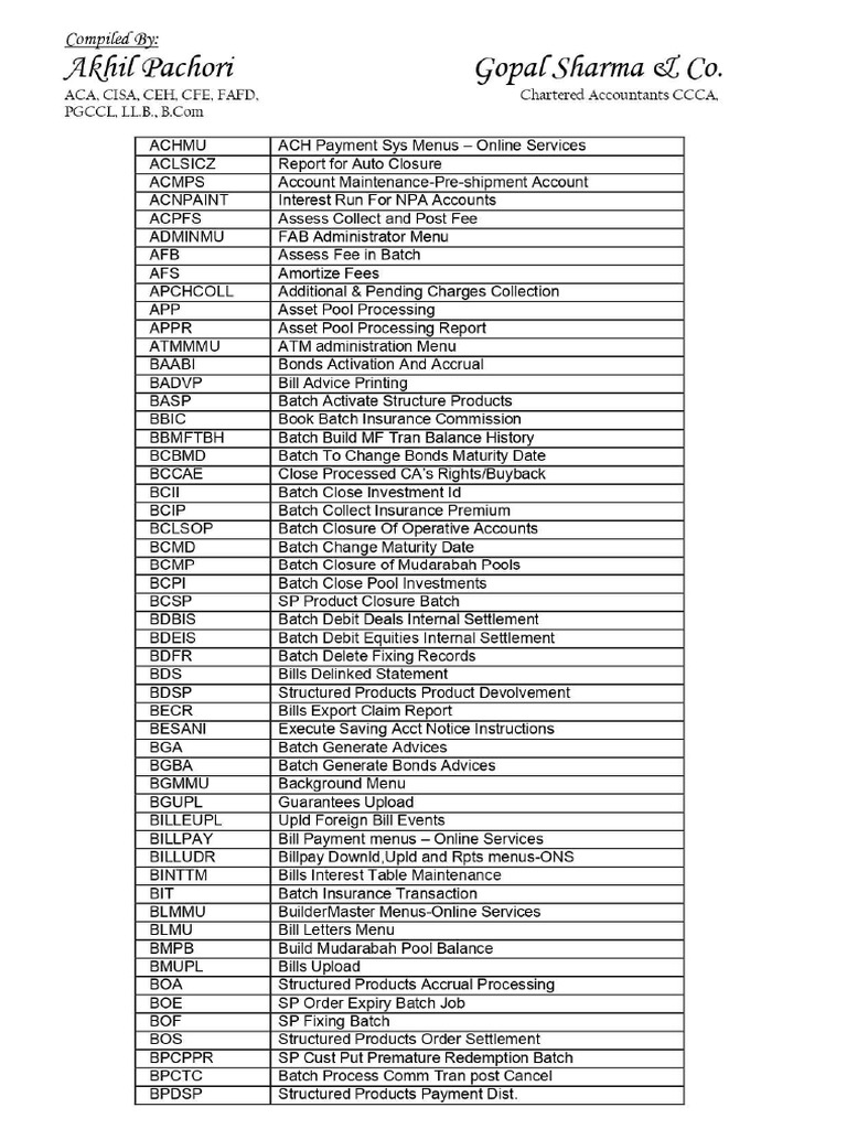Finacle 10 Commands Pdf