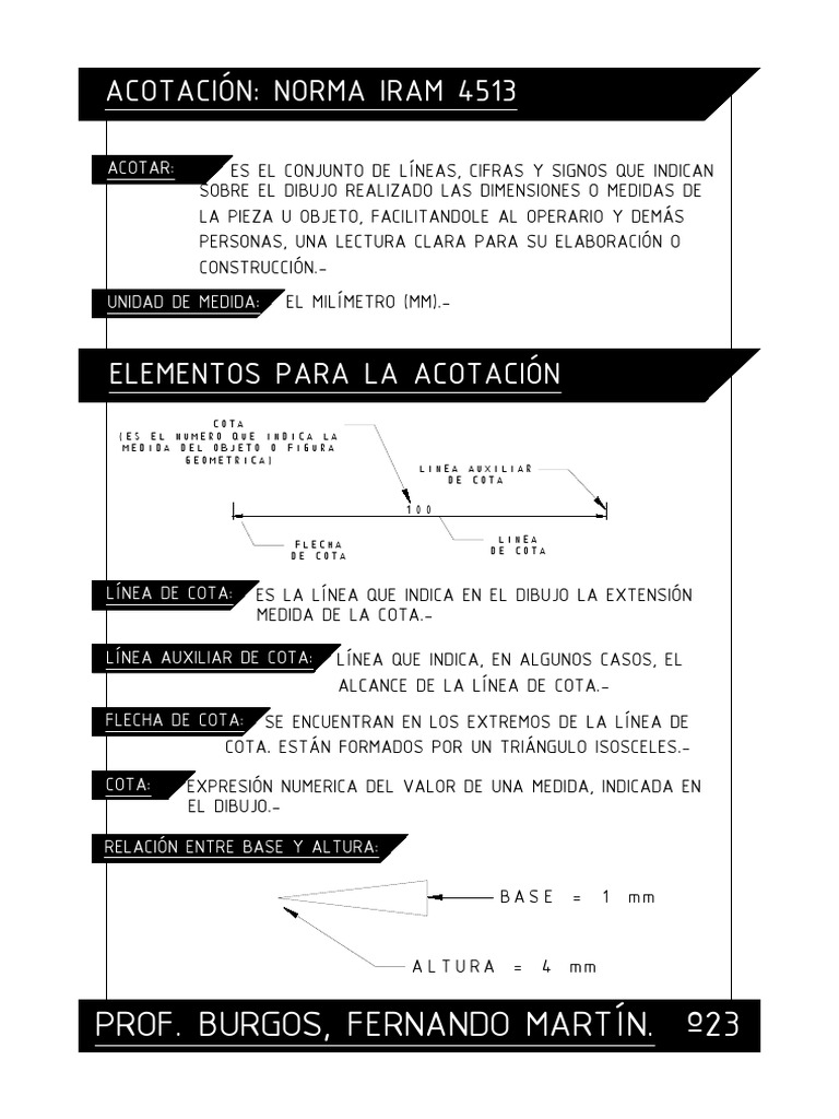 Acotación: Norma Iram 4513: Prof. Burgos, Fernando Martín. º23 | PDF